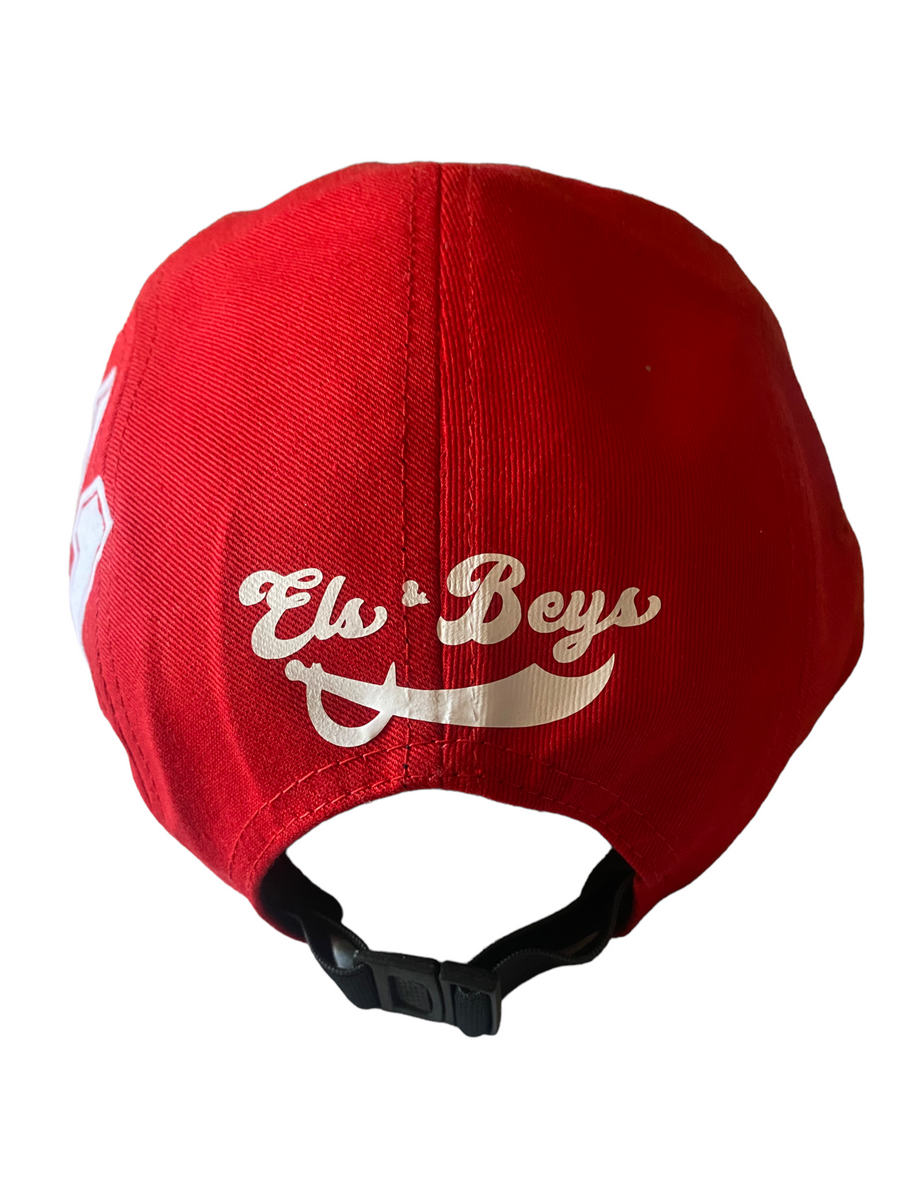 Red 5 panel Moors hat – The Els & Beys